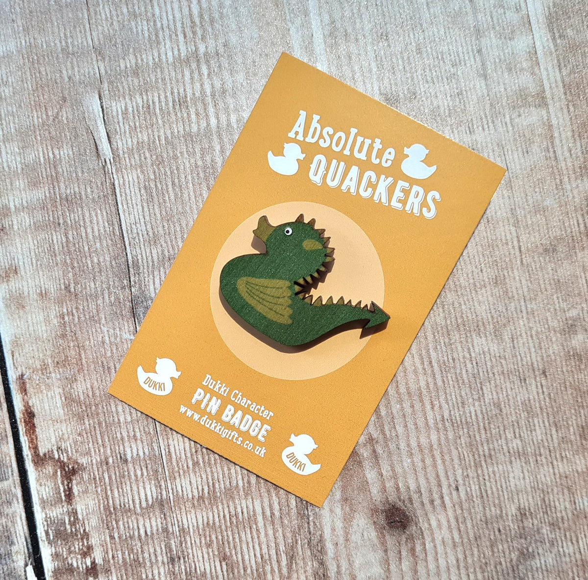 Cecil the Green Dragon Wooden Pin — DUKKI Ltd