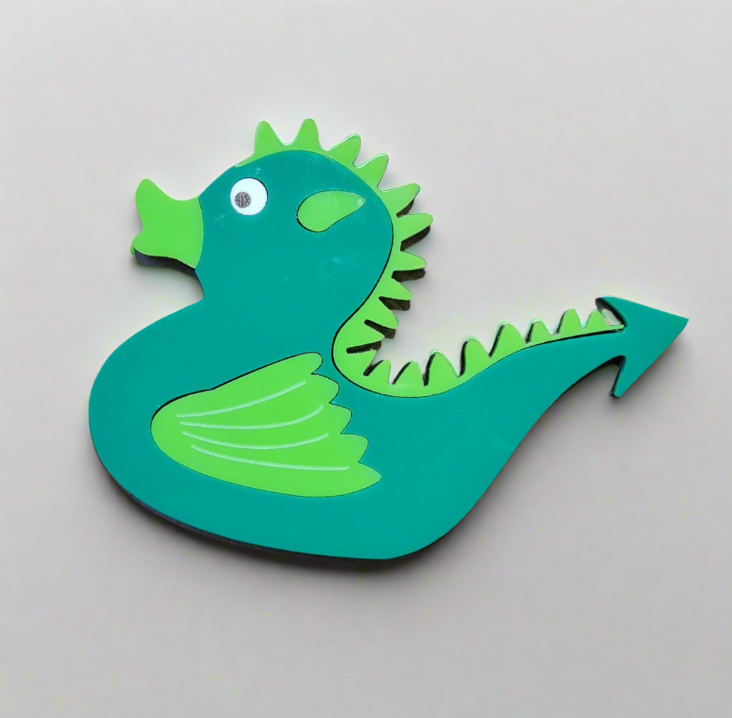 Cecil the Green Dragon Acrylic Inlaid Handmade Fridge Magnet — DUKKI Ltd