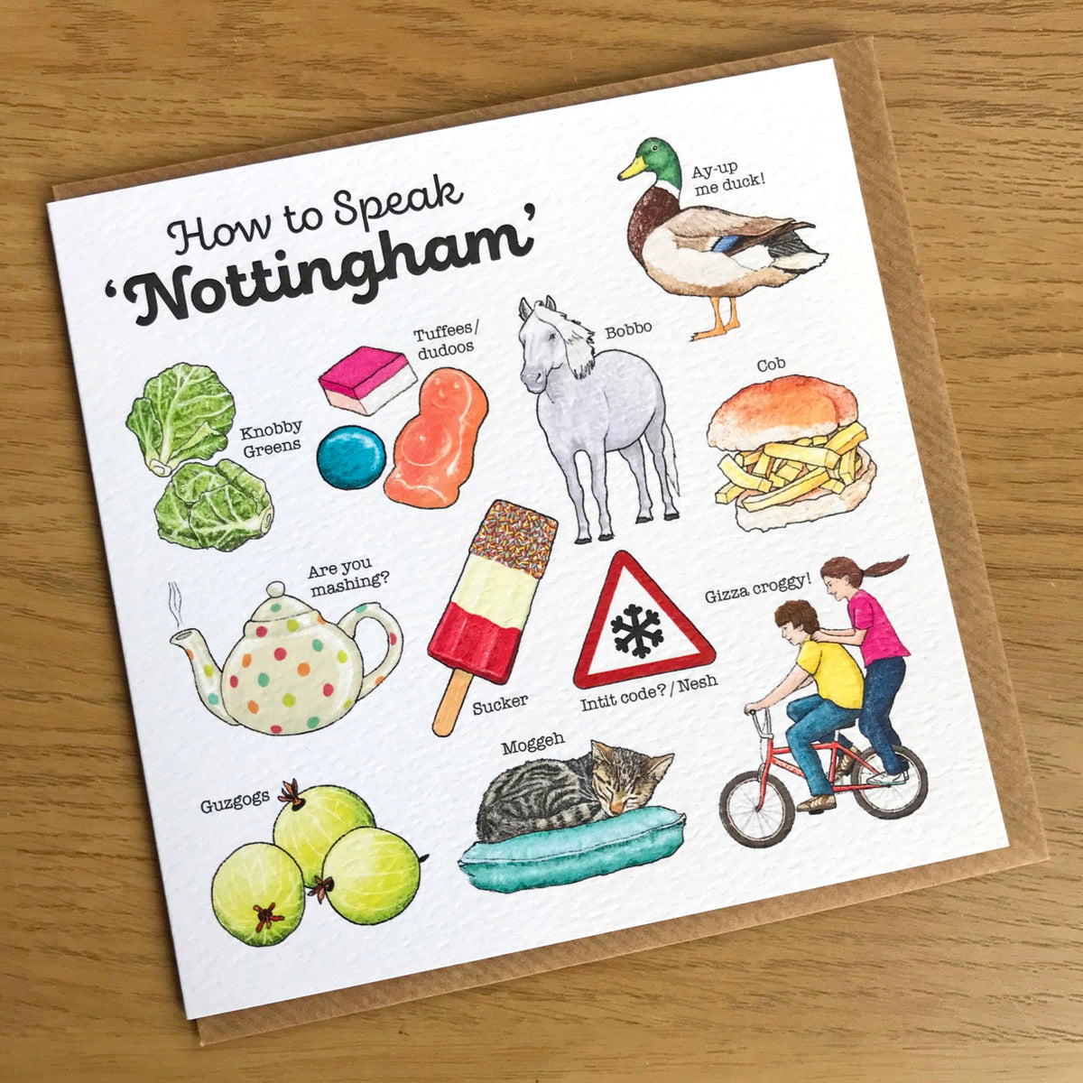 How to speak 'Nottingham' Dan Blanshard Illustration card — DUKKI Ltd